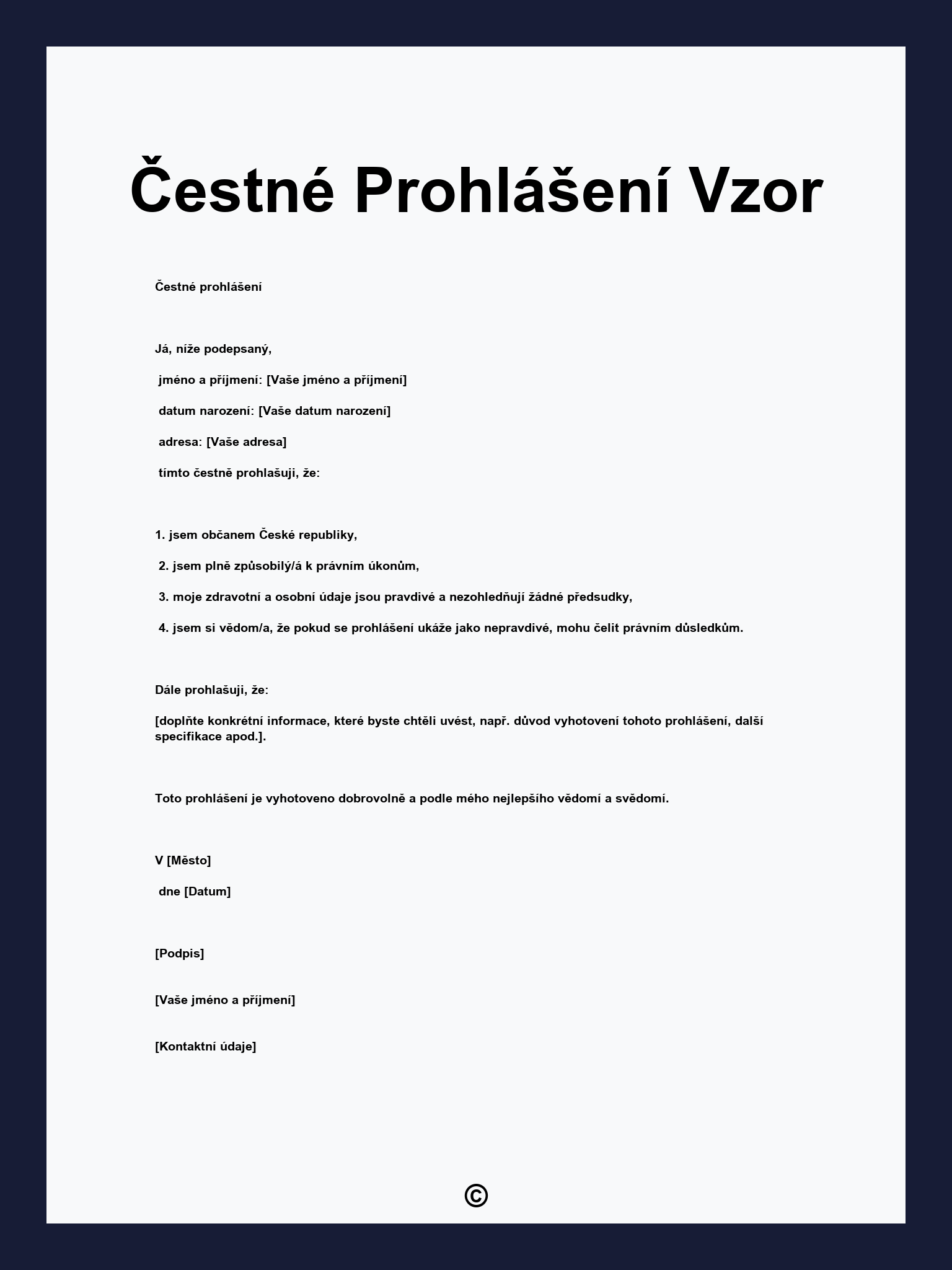 Cestne Prohlaseni Vzor
